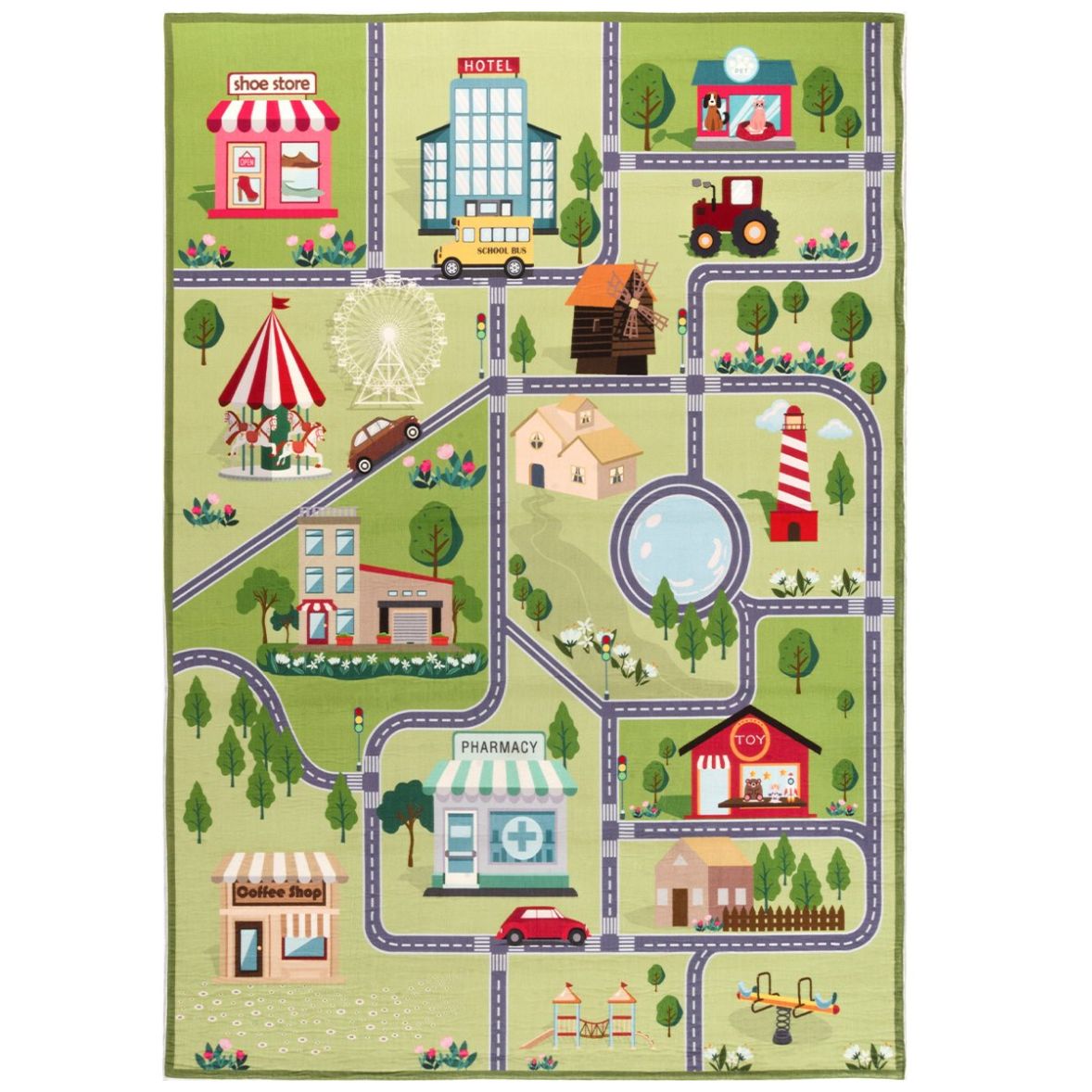Tapete Abadi Matrix 07 Infantil 2.30X1.60 Mapa Verde