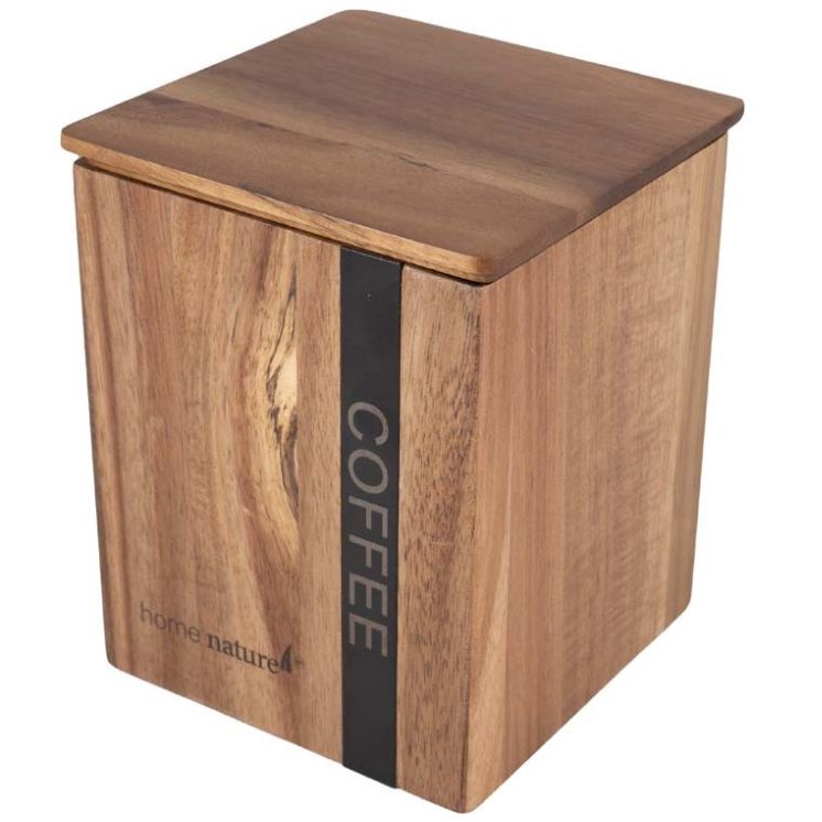 Home Nature Contenedor de Madera para Café 11.5X11.5X14.2 Cm