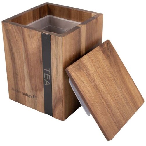 Home Nature Contenedor de Madera para Té 11.5X11.5X14.2 Cm