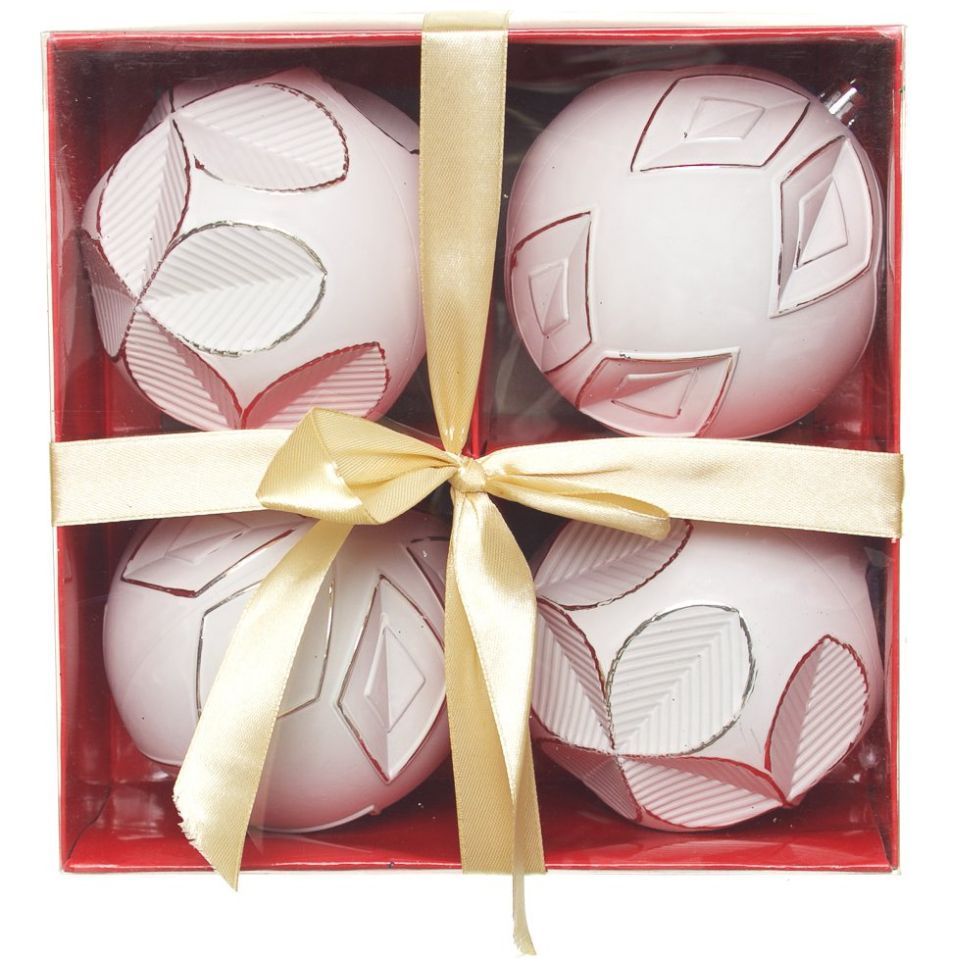Caja con 4 Esferas 10Cm Mix 2 Acabados Plata Atlas Global