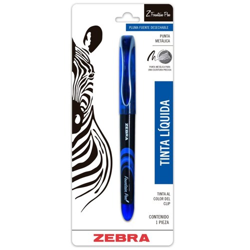 Pluma Fuente Desechable Azul Zebra