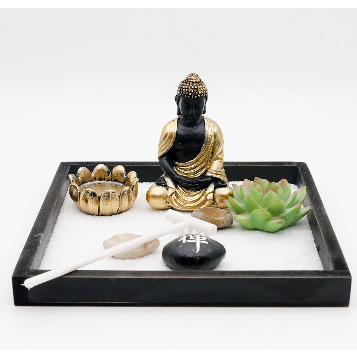 Home Nature Jardín Zen Negro Cuadrado 20 Cm