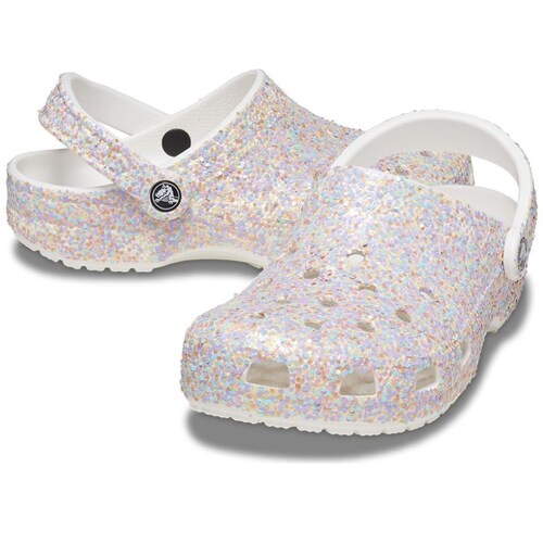 Sandalia Crocs Classic Glitter Clog Blanca