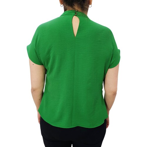 Blusa Cuello Alto con Plisado Marca Tr3S para Mujer
