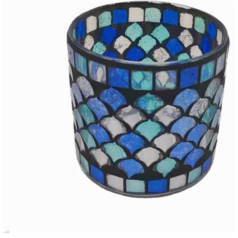 Candelero Mosaico Turquesa Azul Ch Vintage Home