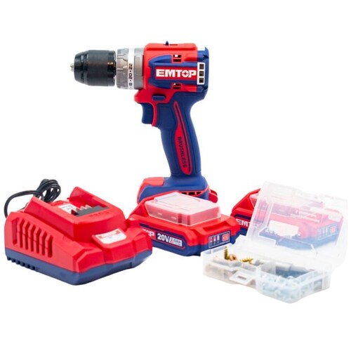 Kit Taladro de Impacto Inalámbrico de 1/2" Brushless Emtop