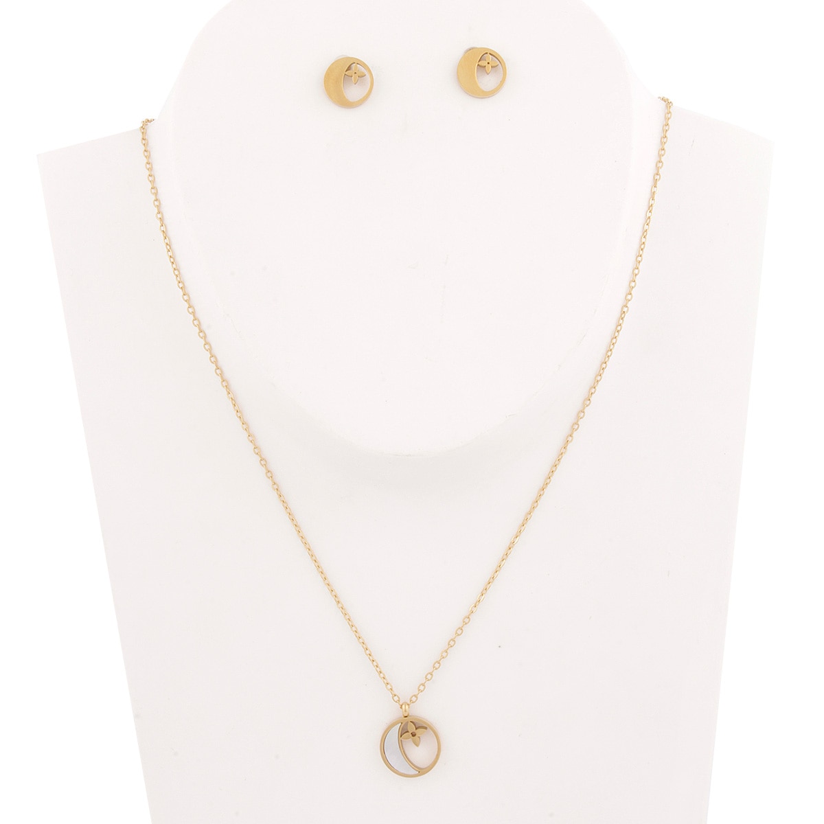 Collar con Dije de Luna Y Aretes de Luna C2C