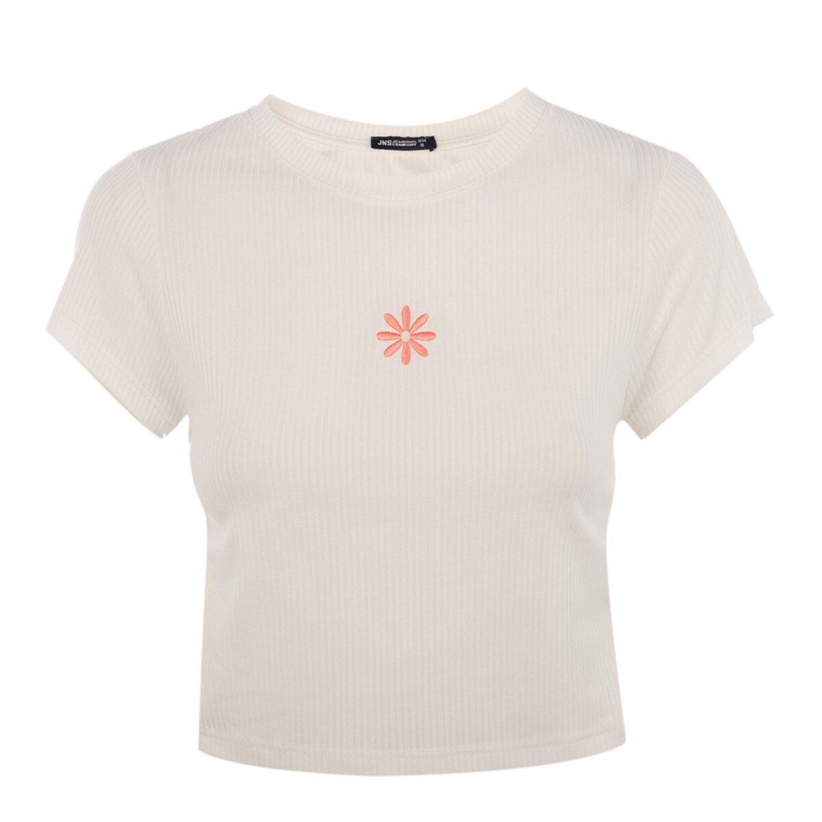 Playera con Pequeño Bordado de Flor para Mujer Juniors Jeanious