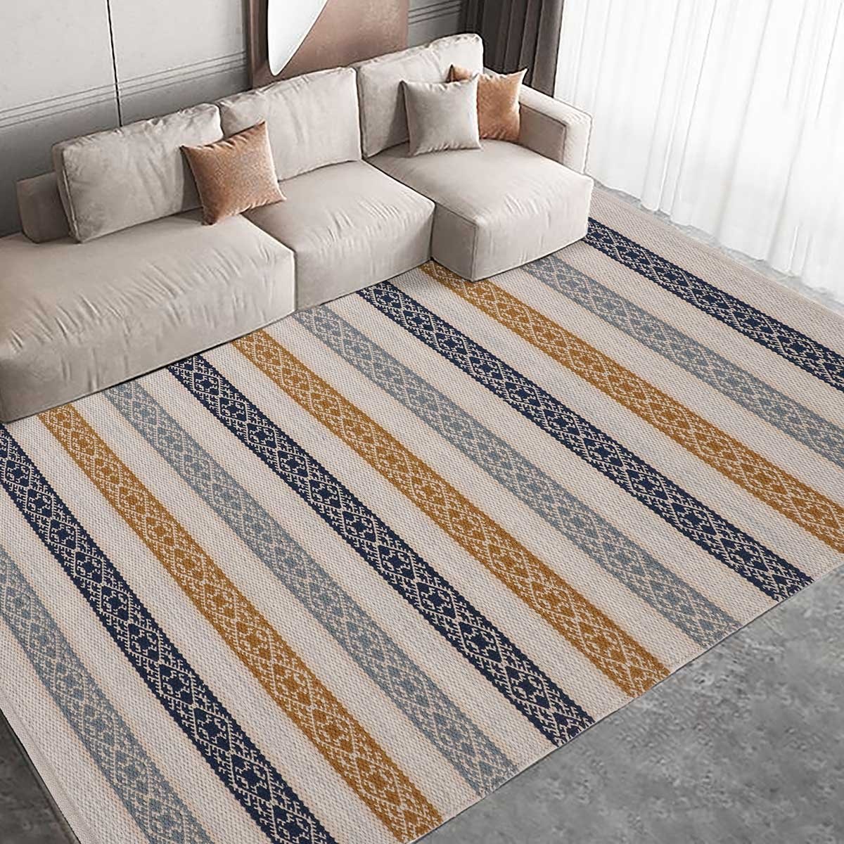 Tapete Home & Details Lineas 160X230 Cm Azul/dorado