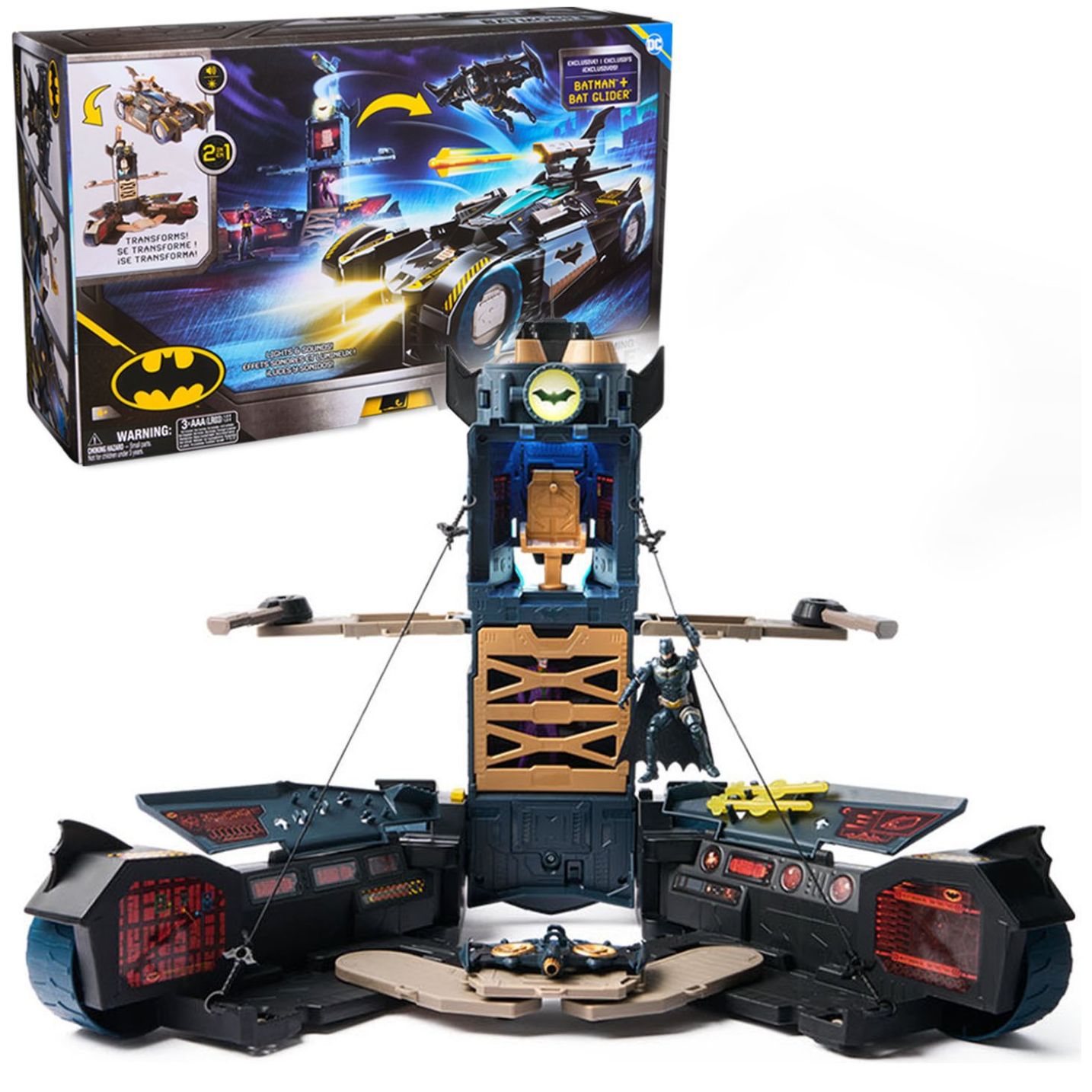 Figura Batman Vehículo Transformable Batglider 4 Pulgadas Spin Master