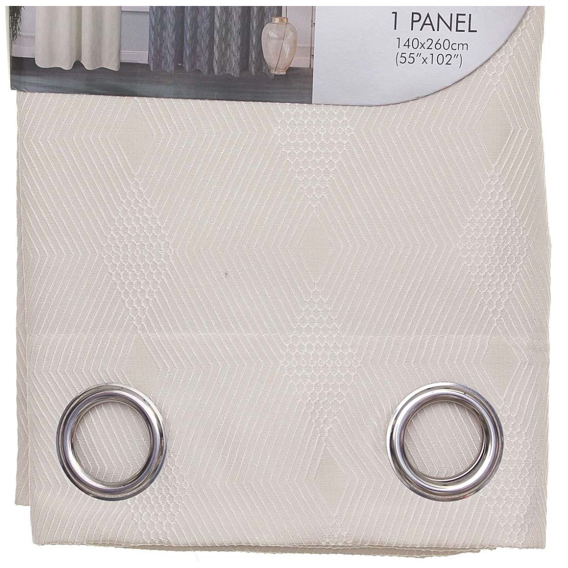 Cortina 1 Panel Opaca Crema Textura Rombos 140X260 Home Living