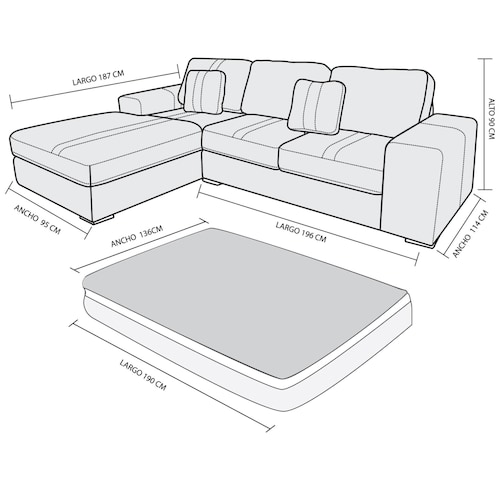 Paquete de Colchón Matrimonial y Sala Modular Vittorio Benzi