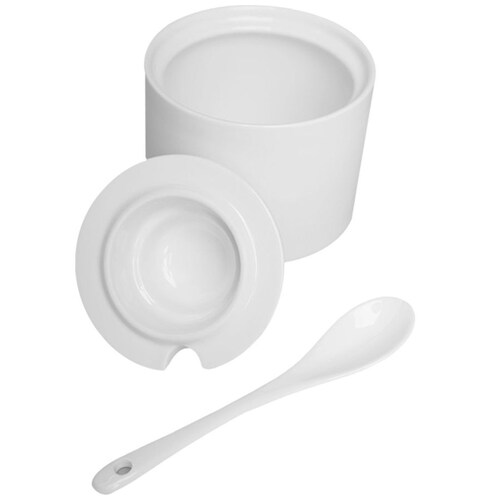 Azucarera con Tapa y Cuchara Porcelana Chefmaker