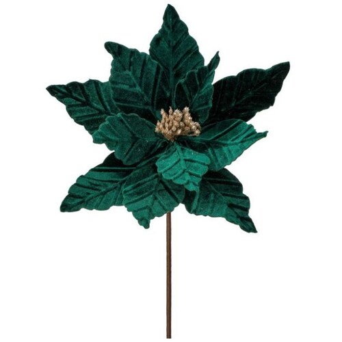Flor de Nochebuena Terciopelo Verde Esmeralda 60 Cm Regency