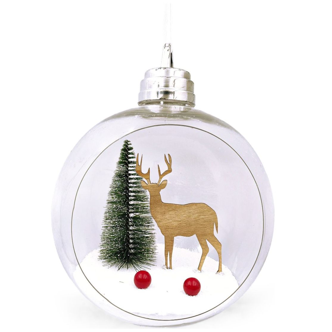 Esfera con Reno Y Pino dentro 20Cm Gto