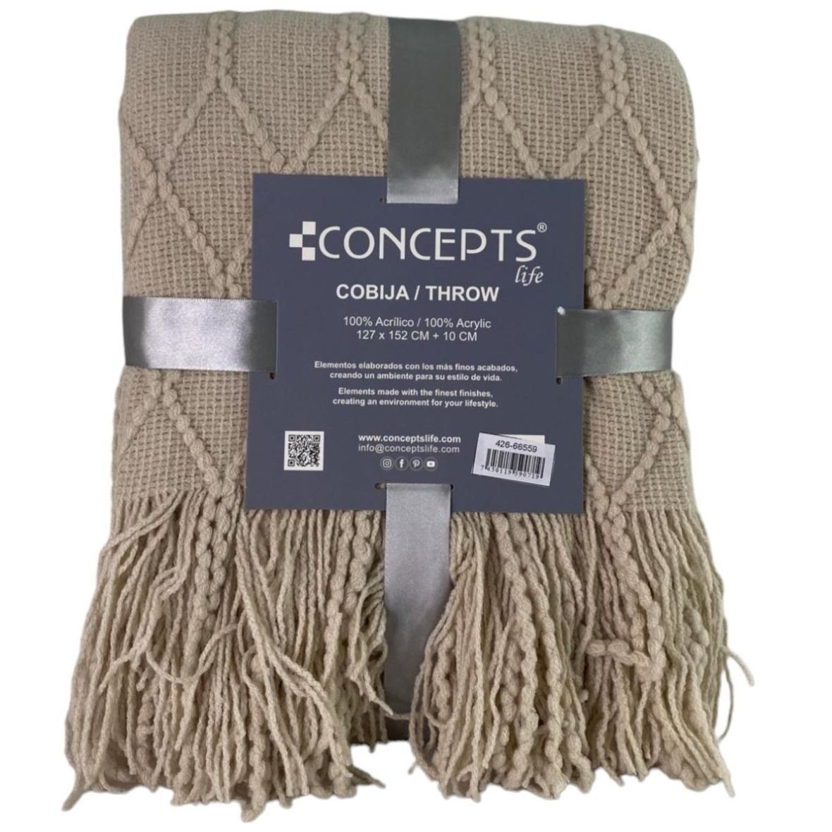Frazada Life Rombos Beige Cebrã“N Concepts 241- Cebron Concepts Life