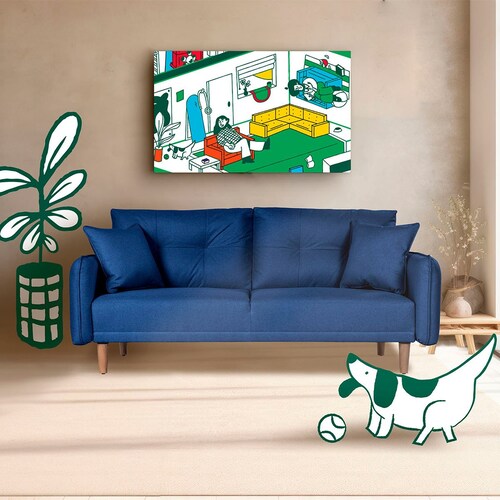 Sofá Cama Brookman Azul Makora