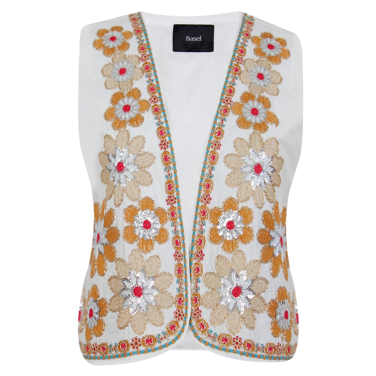 Chaleco Bordado Abierto Basel para Mujer