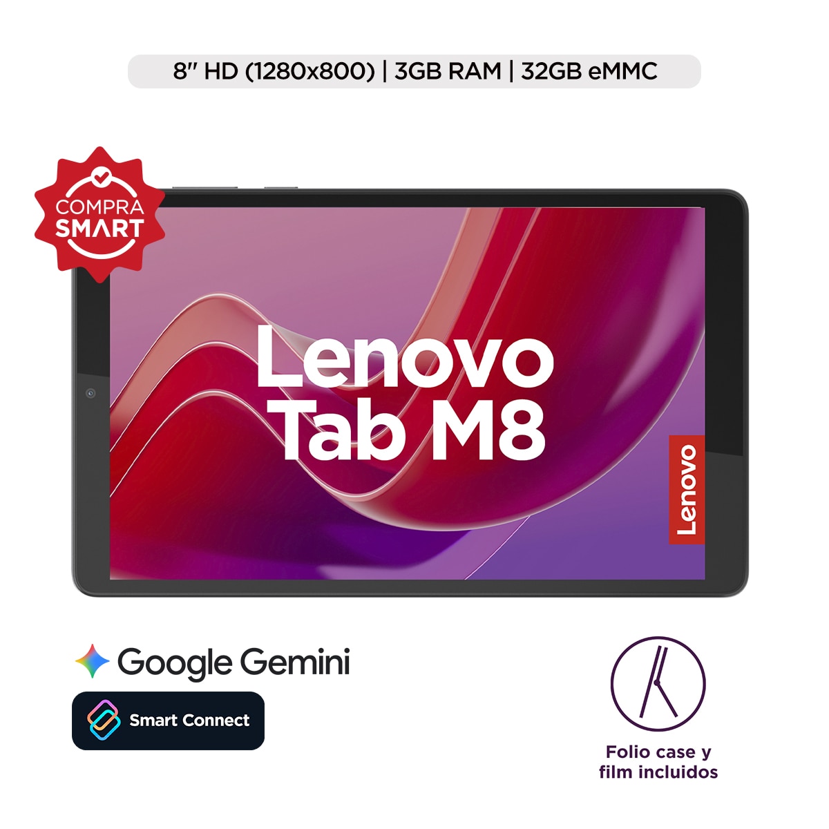 Tablet Lenovo Tab M8 8" 3Gb Ram + 32Gb + Folio Case y Film