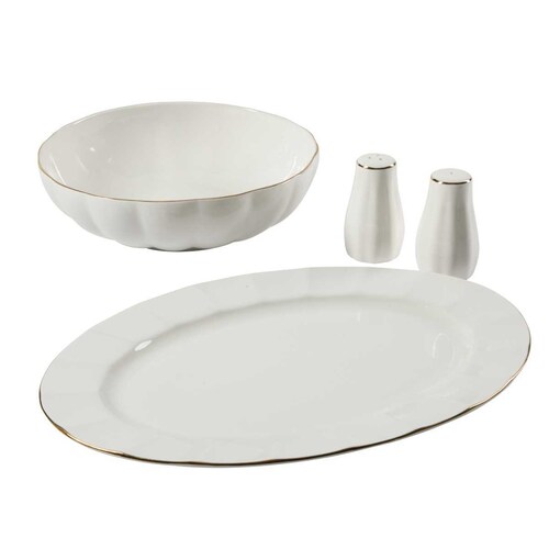 Set 4 Pz Servicio Platón con Borde Dorado Home & Details