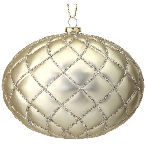 Esfera de Adorno con Malla de Glitter en Tono Champán Regency
