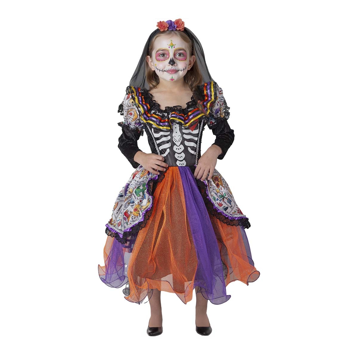 Disfraz Source Catrina Multicolor con Velo para Niña