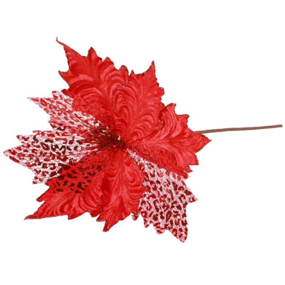 Flor de Navidad 32Cm, Tallo 50Cm Ak-109