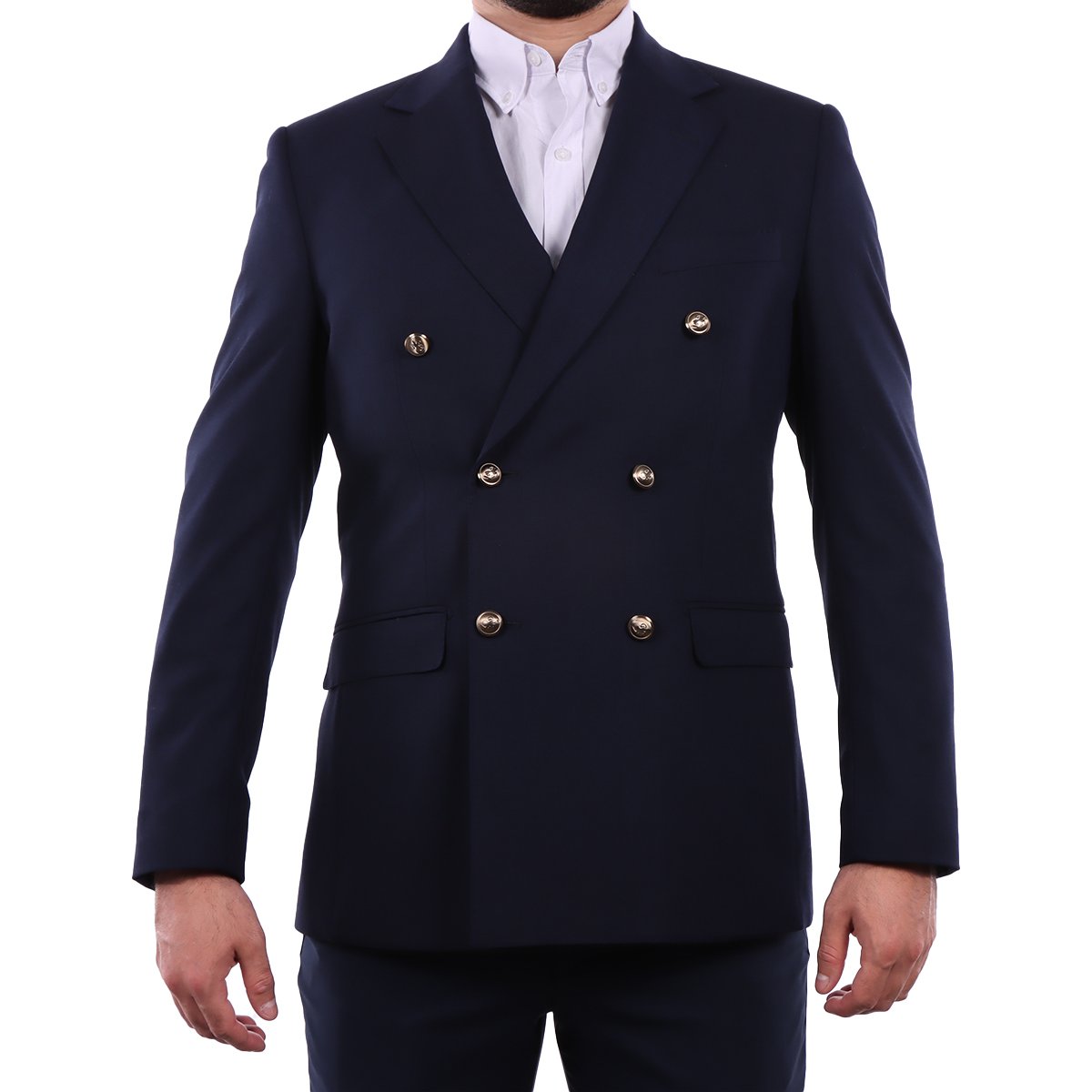 Saco Azul Marino con Textura Discreta Lamberti para Hombre
