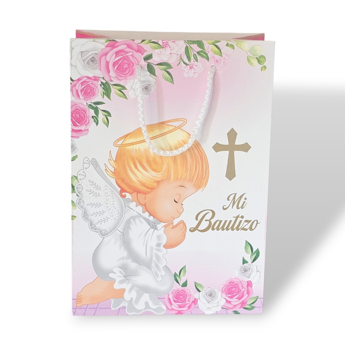 Bolsa de Regalo Bautizo Ángel Rosa Mediana