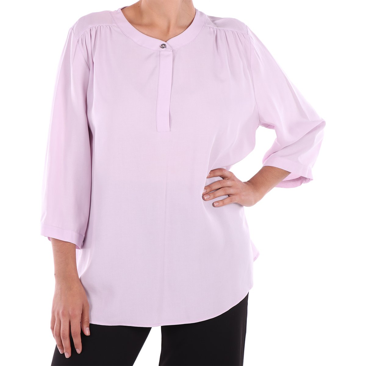 Blusa Manga Tres Cuartos Cuello Mao Alan Austin para Mujer