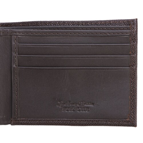 Billetera Polo Club Hombre Café Elegante Texturizada