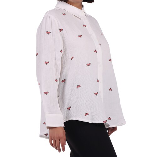 Blusa Algodón Bordado de Flores Curvi Dex Plus Mujer