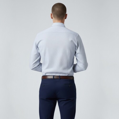 Camisa de Vestir Slim Fit Dkny Azul Textura Manga Larga para Hombre