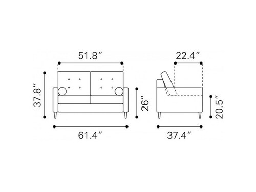 Love Seat Modelo Morgan Azul - Kessa.