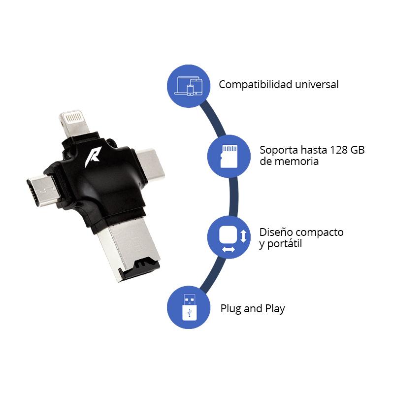 Memoria Iflash Otg Lightning Micro Usb Y Type-c Msd Respalda