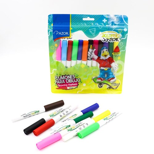Plumones Delgados Aquarelo Junior Pqt C 12 Colores