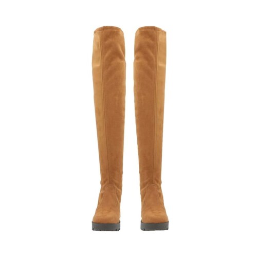 Bota Para Mujer Color Camel Extra Larga De Lycra Con Ajuste