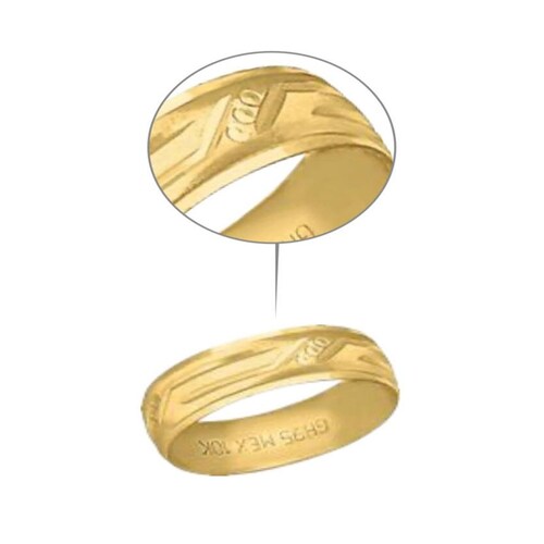 Argolla Matrimonio Diamantado Caracol Oro 10 K + Obsequio