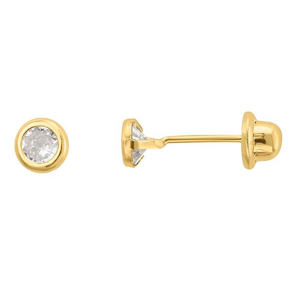 Broquel Bisel Recto 3mm tuerca grande Oro 10K