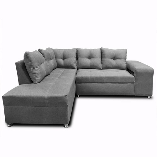 Sala Sidney con Chaise izq. Gris Claro +taburete oculto en brazo ...