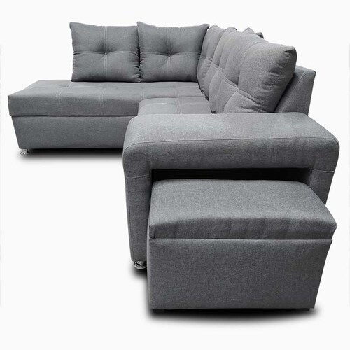 Sala Sidney con Chaise izq. Gris Claro +taburete oculto en brazo ...