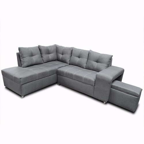 Sala Sidney con Chaise izq. Gris Claro +taburete oculto en brazo ...