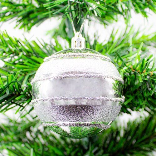 Esferas Navideñas Plateadas De Plastico Colgables 30 Piezas Adornos ...