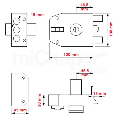 Cerradura Máxima Seguridad Sobreponer Tover S2 con 3 Bulones y LLave De ...