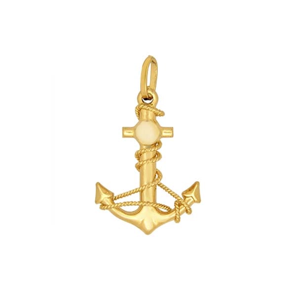 Dije Ancla con Lazo Amarrado con Acabado Pulido en Oro Amarillo de 14 K ...