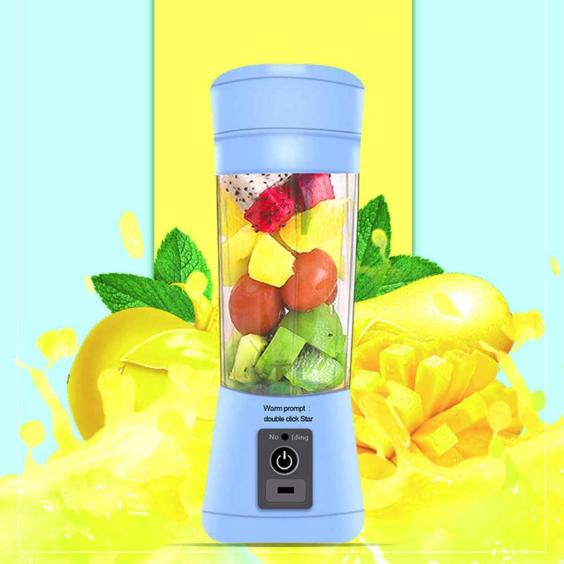 Mini Licuadora Portátil Recargable Usb Juice Blender 380 ml azul