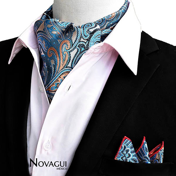 Corbata Ascot (tipo Gazné) con Pañuelo UNISEX Modelo FLRL-gADCNa