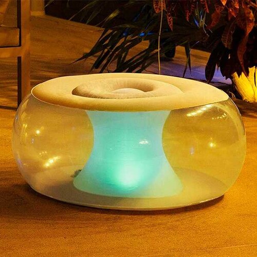 Sillón Inflable Aterciopelado Transparente con Luz Led