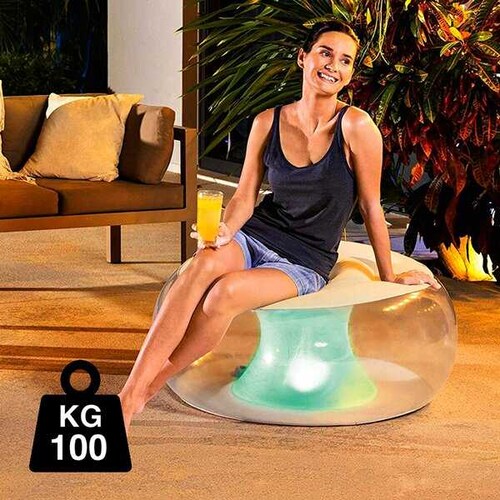 Sillón Inflable Aterciopelado Transparente con Luz Led