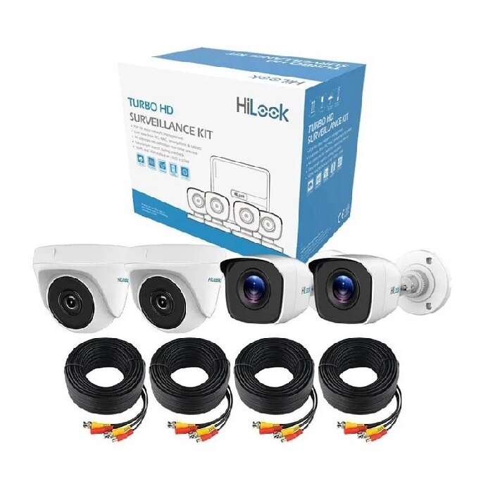 HI LOOK KIT CCTV TURBOHD 720P, DVR 4 CH, 2 CAM BALA, 2 CAM DOMO, ACCES ...